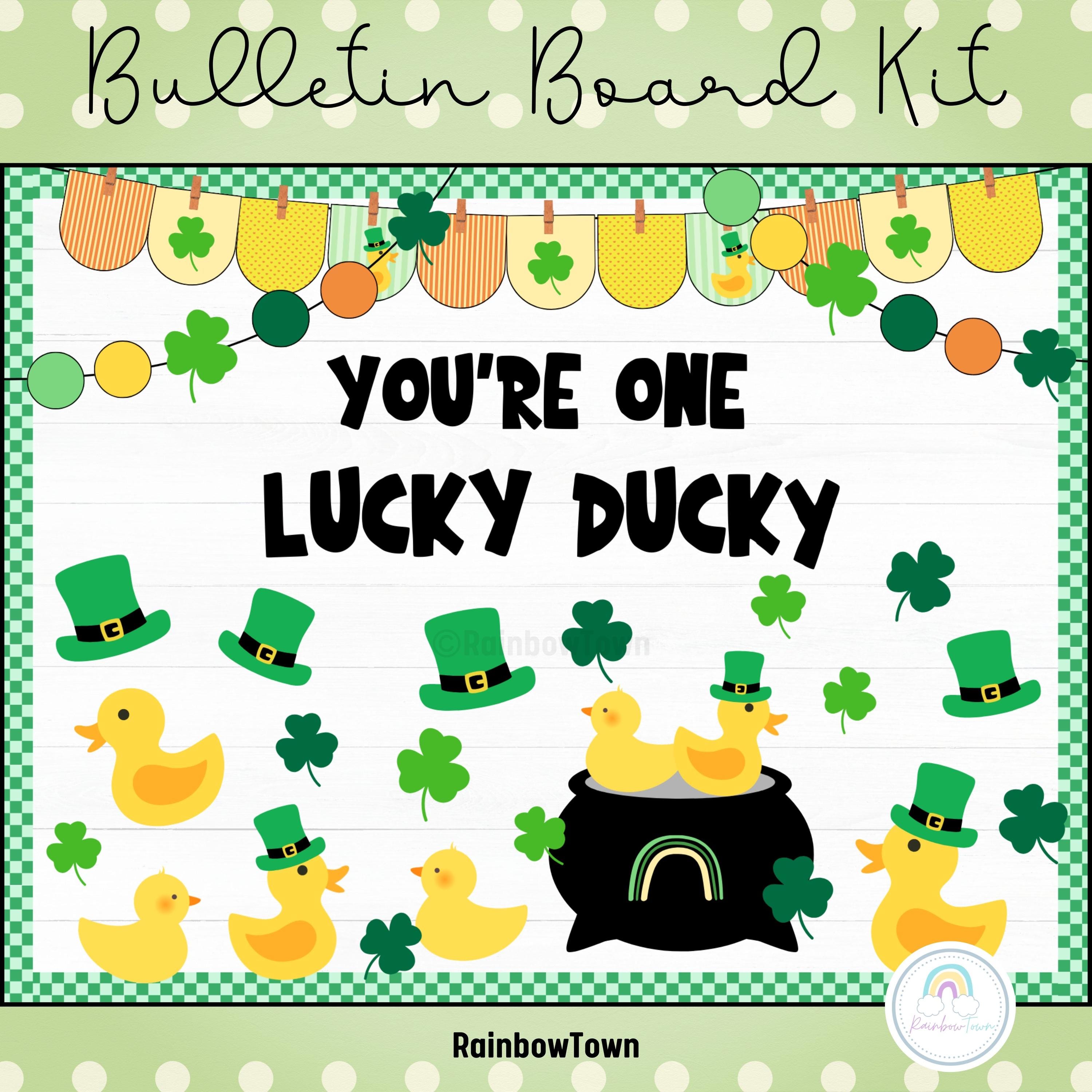 St. Patrick's Day Bulletin Board Lucky Ducks Classroom Door Decorations ...