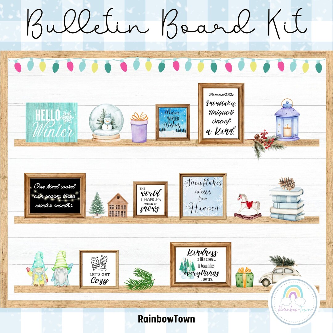 Winter Bulletin Board Warm Winter Wishes Christmas Door Decor Positive ...