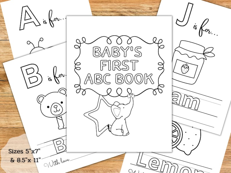 Baby's First ABC Book Printable Alphabet Coloring Book Baby Shower ...