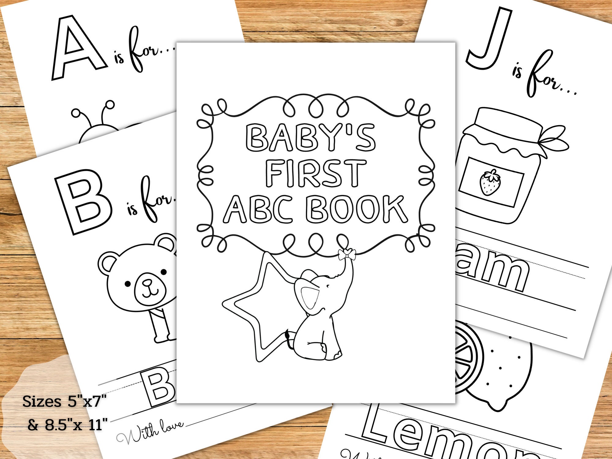 Baby's First ABC Book Printable Alphabet Coloring Book Baby Shower ...