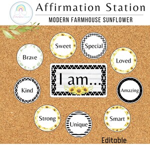 Modern Farmhouse Sunflower Classroom Decor Bundle Printable & Editable ...