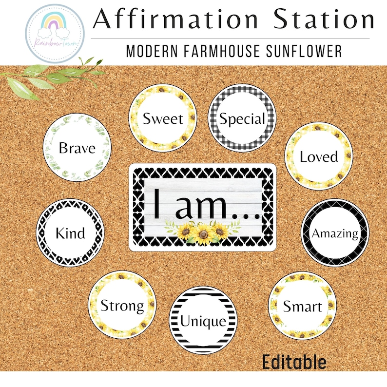 Modern Farmhouse Sunflower Classroom Decor BUNDLE Sunflower - Etsy