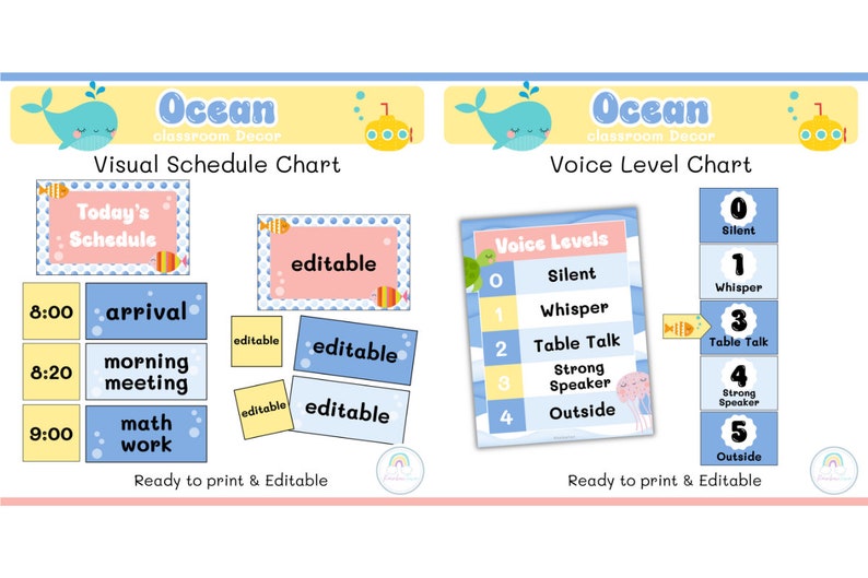 Ocean Pastel Classroom Decor Bundle Under the Sea Theme Decorations ...