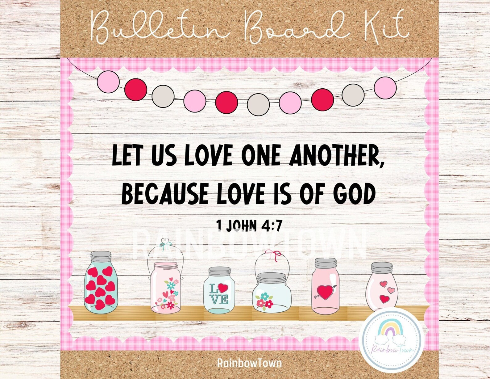 Valentine's Day Bulletin Board Kit Bible Verse Christian Classroom ...