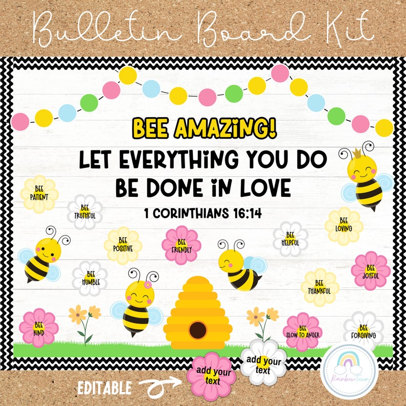 Bee Bulletin Board Spring Bulletin Board Kit Christian Bulletin Board ...