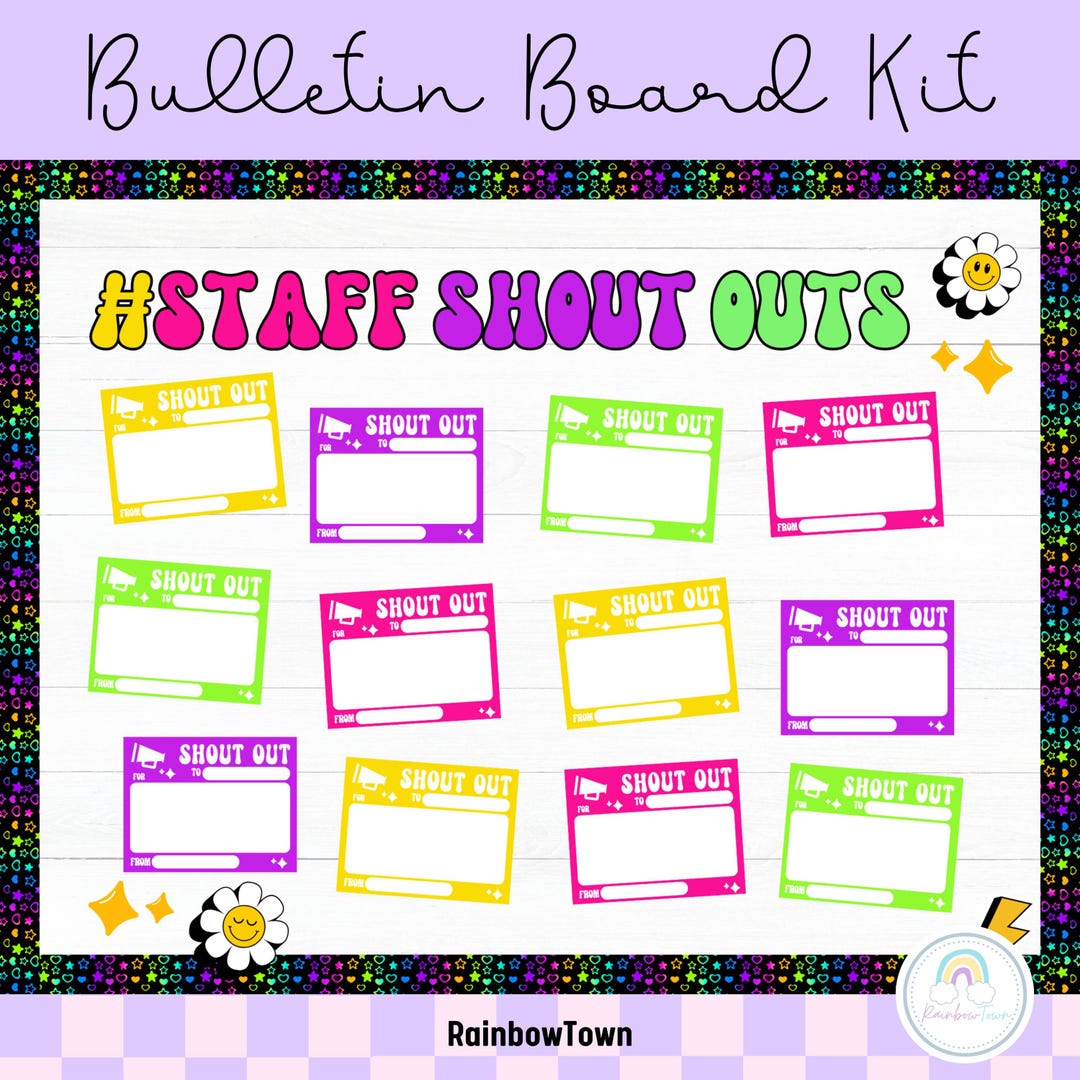 Shout Outs Bulletin Board for Staff or Student | Shout Outs Card ...