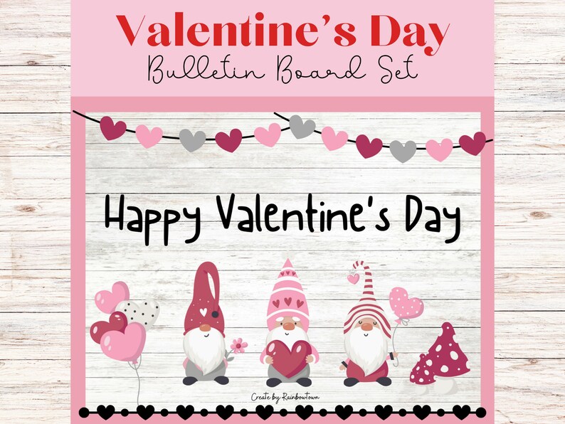 Gnomes Valentines Day Bulletin Board Set February Boards - Etsy