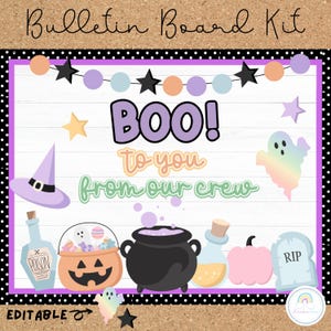 Halloween Bulletin Board Kit Groovy Pastel Classroom Decor Printable ...