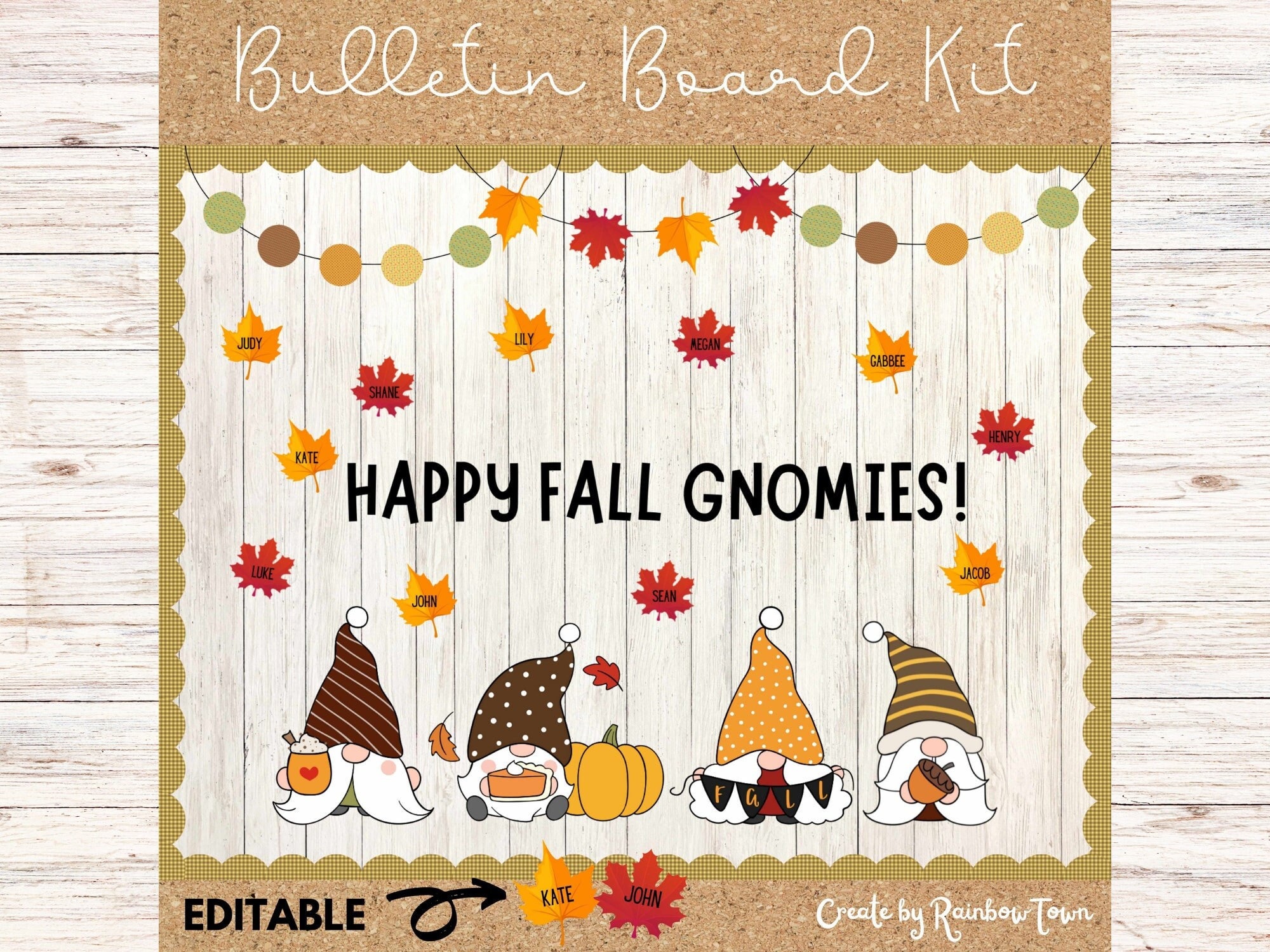 Fall Bulletin Board Kit Gnome Classroom Decor Printable - Etsy