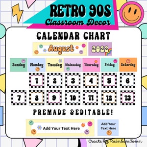 90s Groovy Retro Classroom Decor Bundle Printable - Etsy