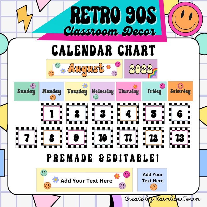 90s Groovy Retro Classroom Decor Bundle Printable Digital - Etsy