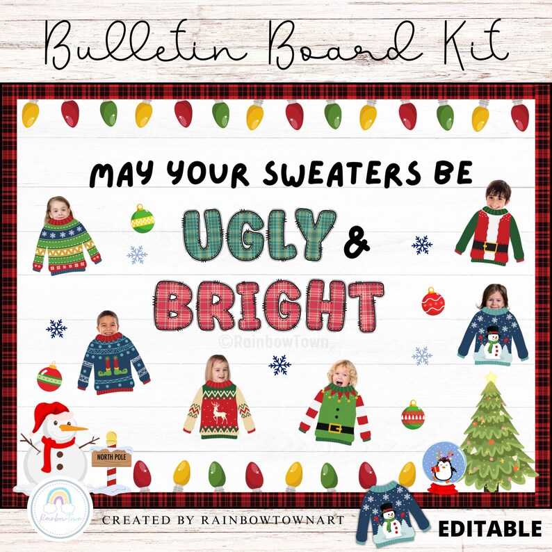Winter Bulletin Board Kit Sweater Weather Holiday Classroom Decorations ...