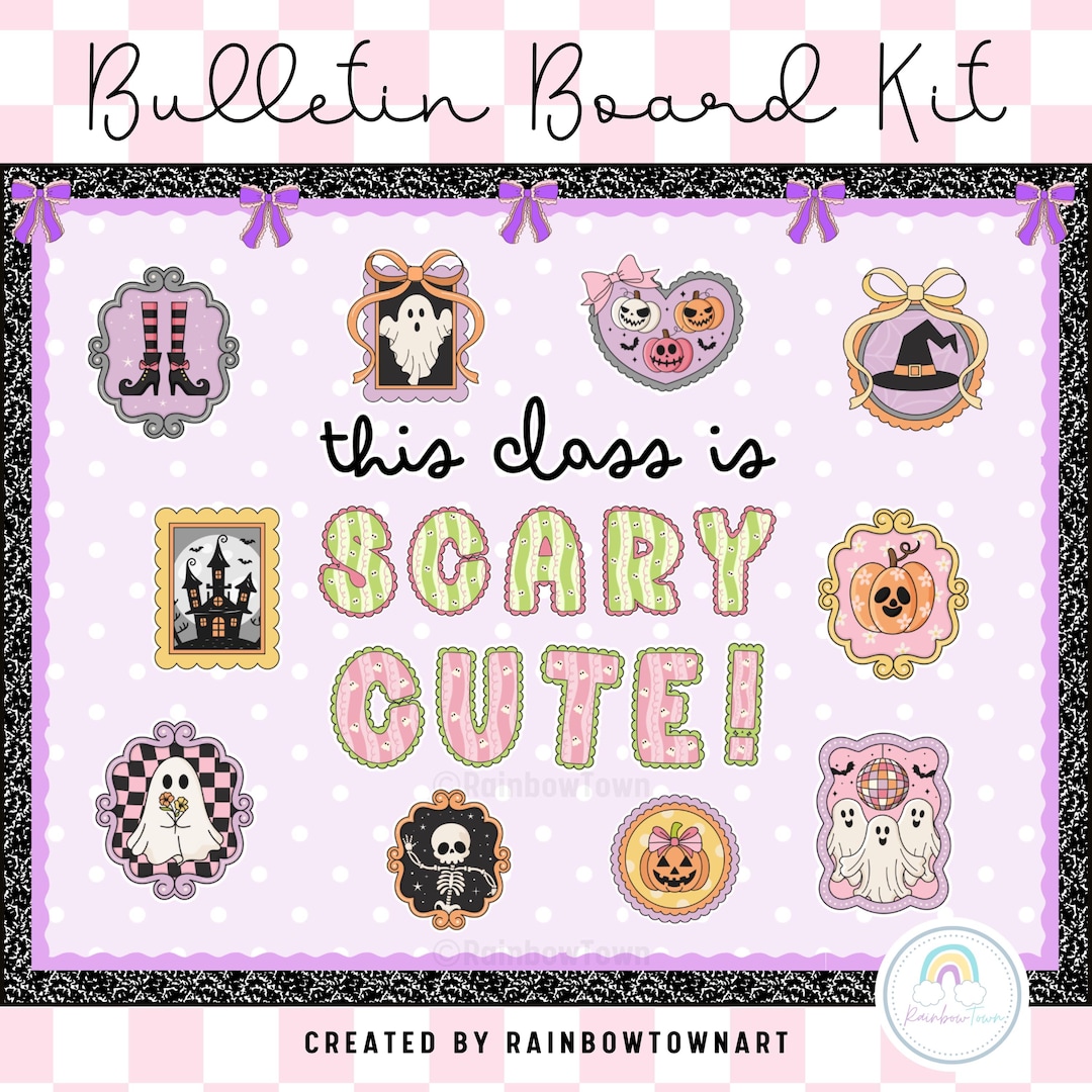 Halloween Bulletin Board Kit Pastel Retro Ghost Classroom Decorations ...