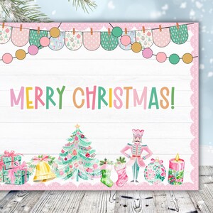 Christmas Bulletin Board Kit Preppy Pink Christmas Classroom Decor ...