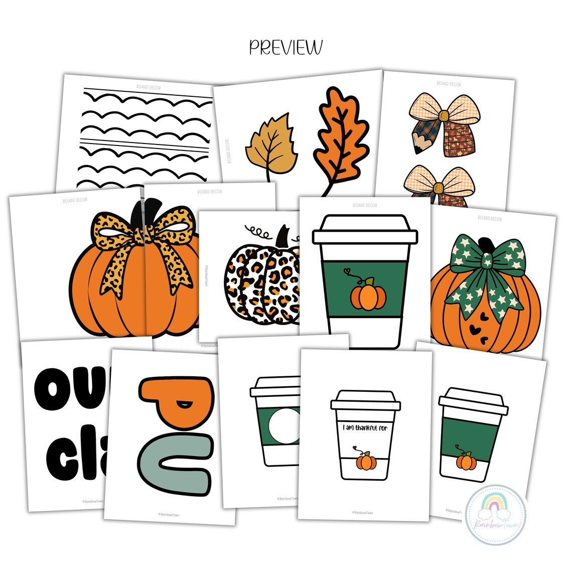 Fall Bulletin Board Kit Pumpkin Spice Classroom Decor Printable ...