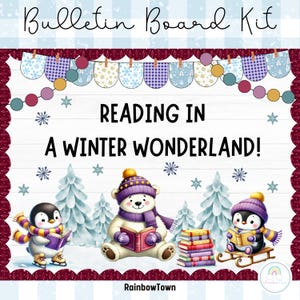 Winter Reading Bulletin Board | Winter Wonderland Library Decor ...