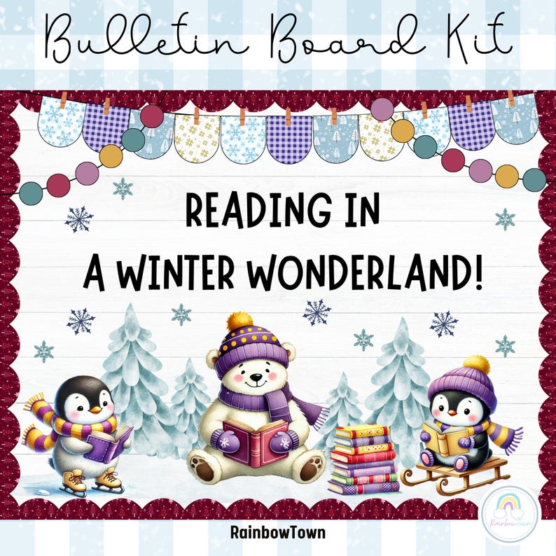 Winter Reading Bulletin Board Kit | Winter Wonderland Classroom Library ...