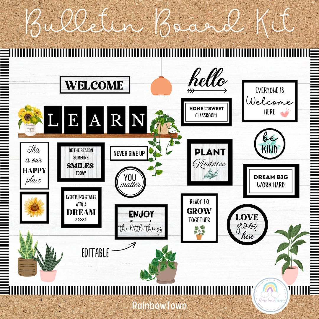 Back to School Bulletin Board Modern Farmhouse Classroom Decor Positive ...