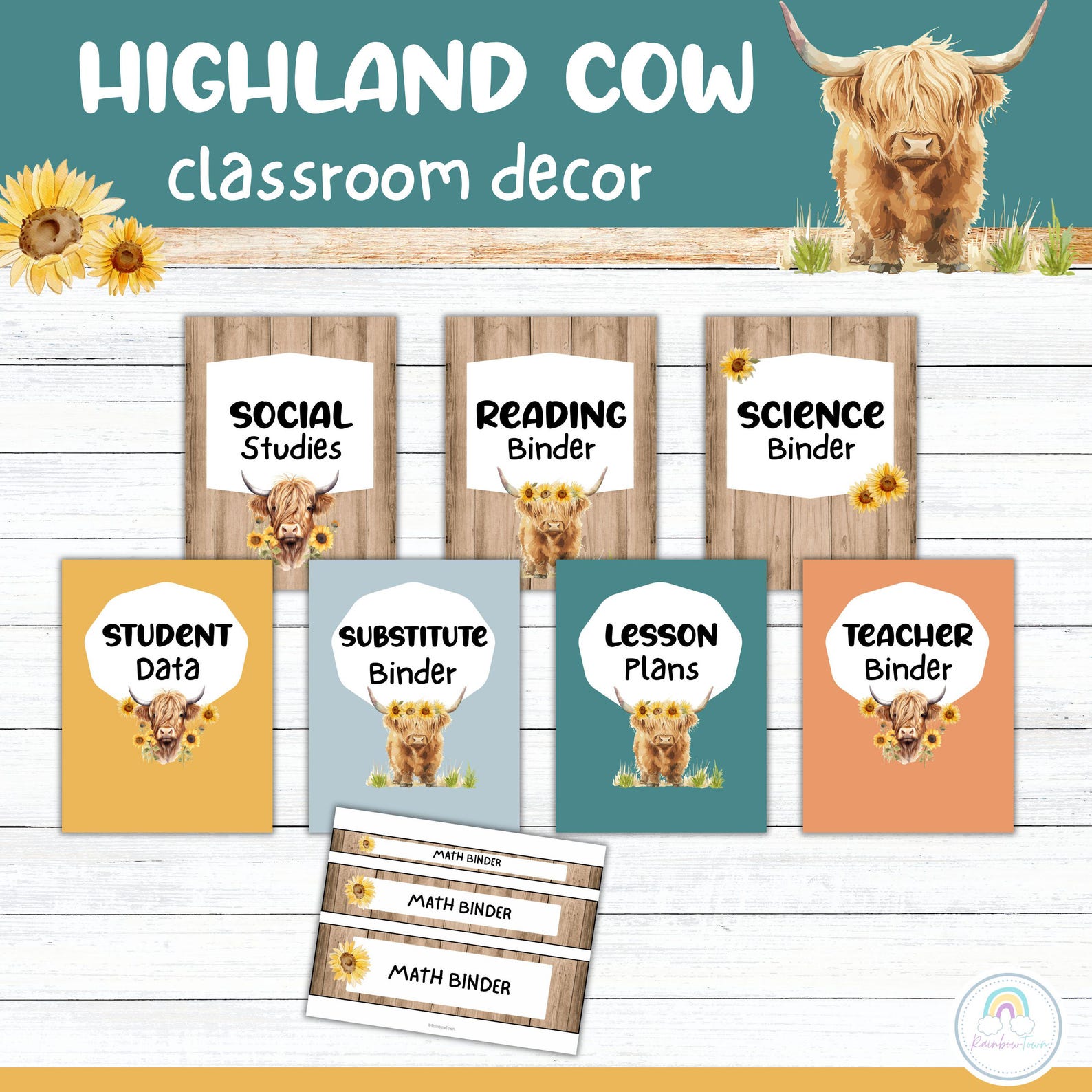 Highland Cow Classroom Decor Boho Neutral Theme Decorations Printable ...
