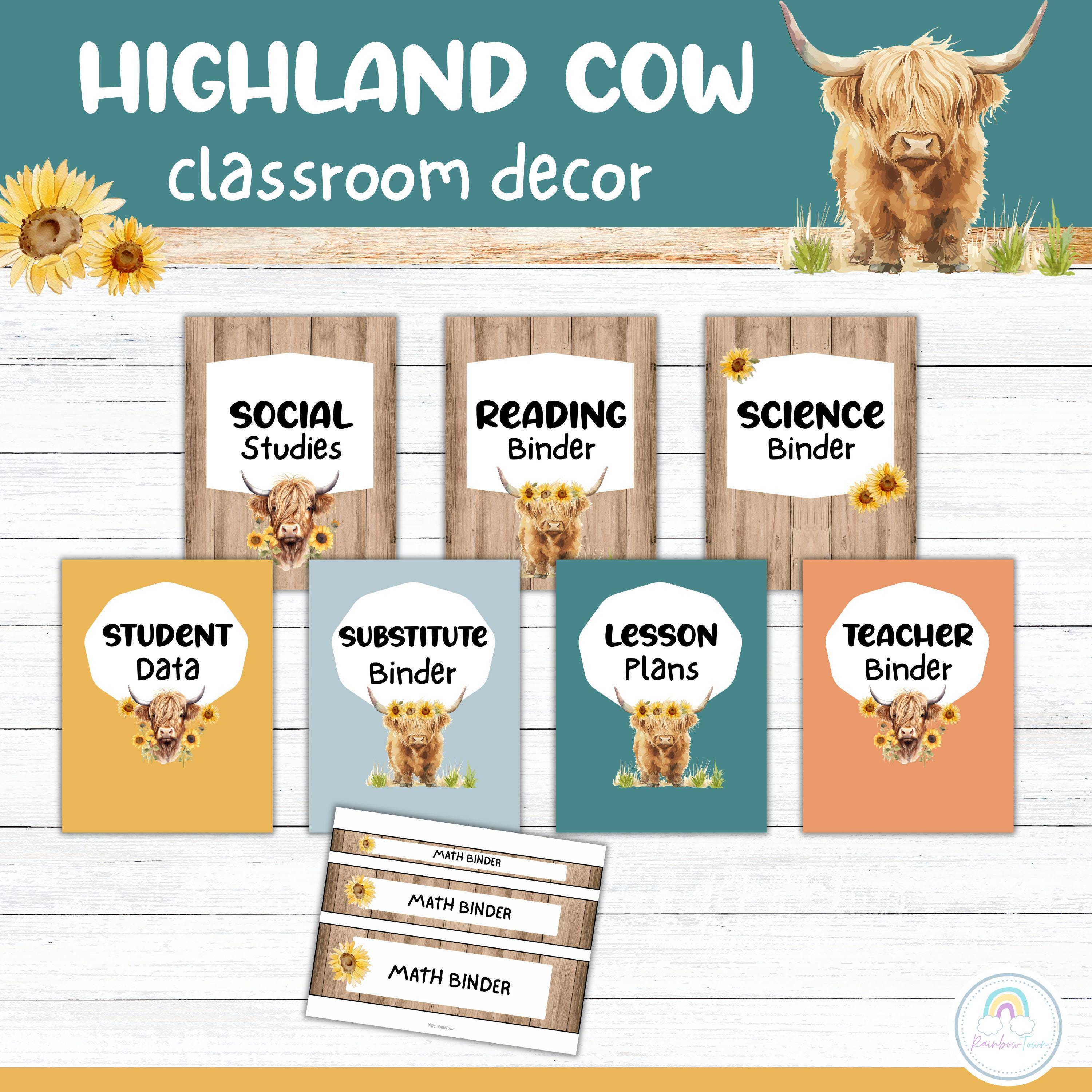 Highland Cow Classroom Decor Boho Neutral Theme Decorations Printable ...