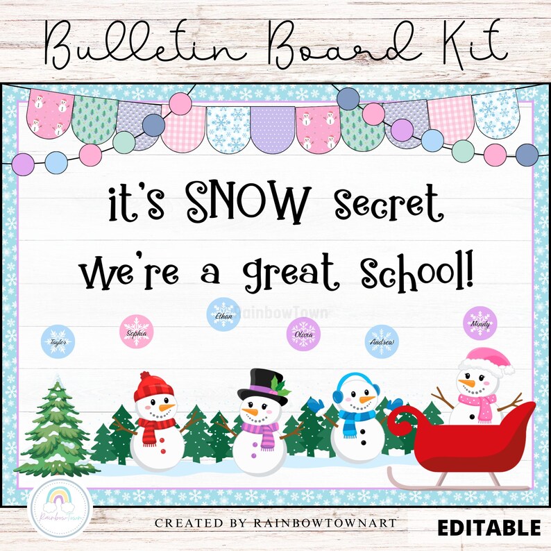 Winter Bulletin Board Kit Snowflakes Classroom Decorations Editable ...