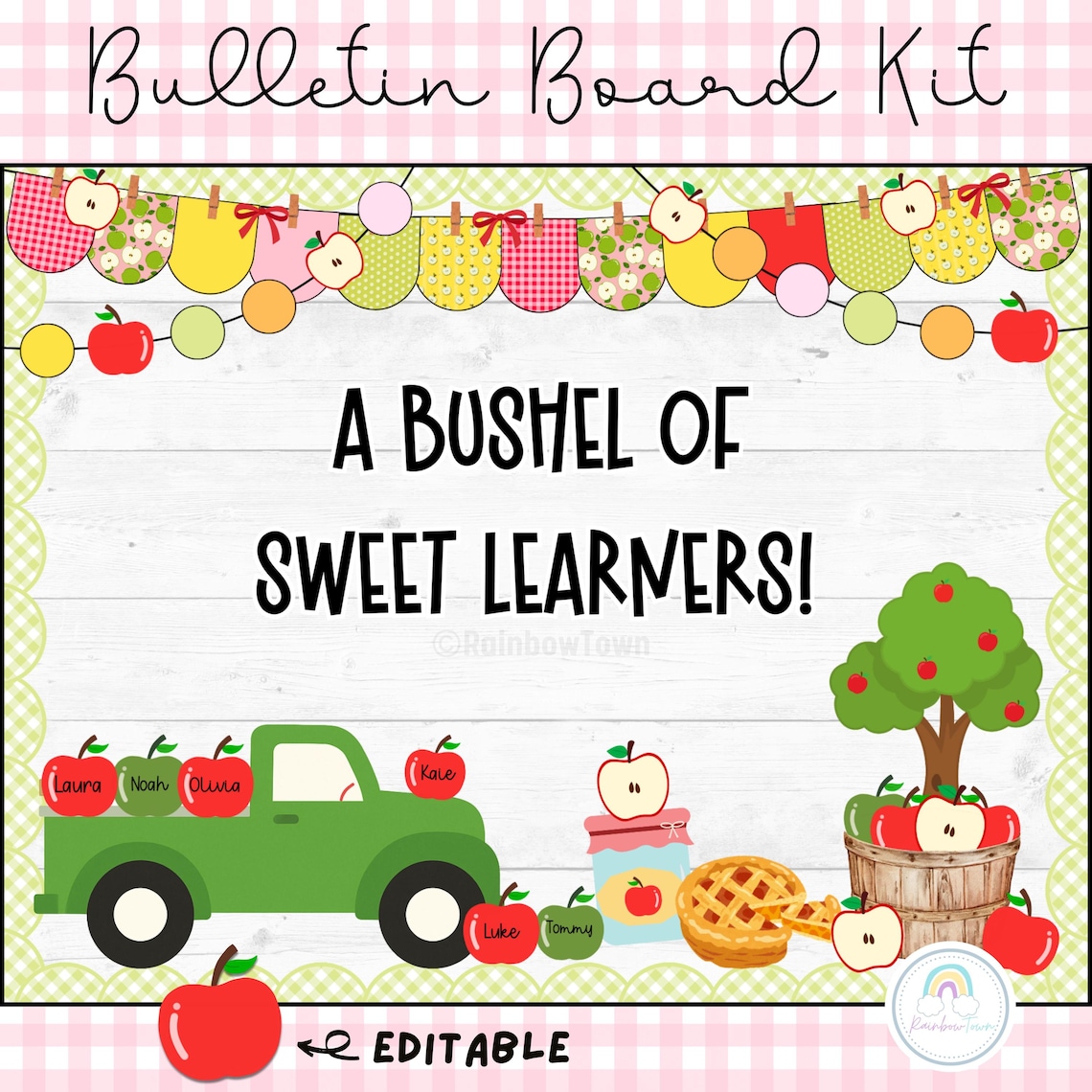 Back to School Bulletin Board Apple Theme Classroom Decor Editable - Etsy
