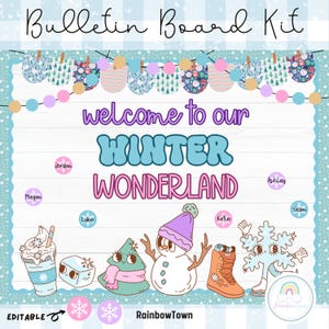 Winter Bulletin Board Kit Groovy Winter Classroom Decor Printable ...