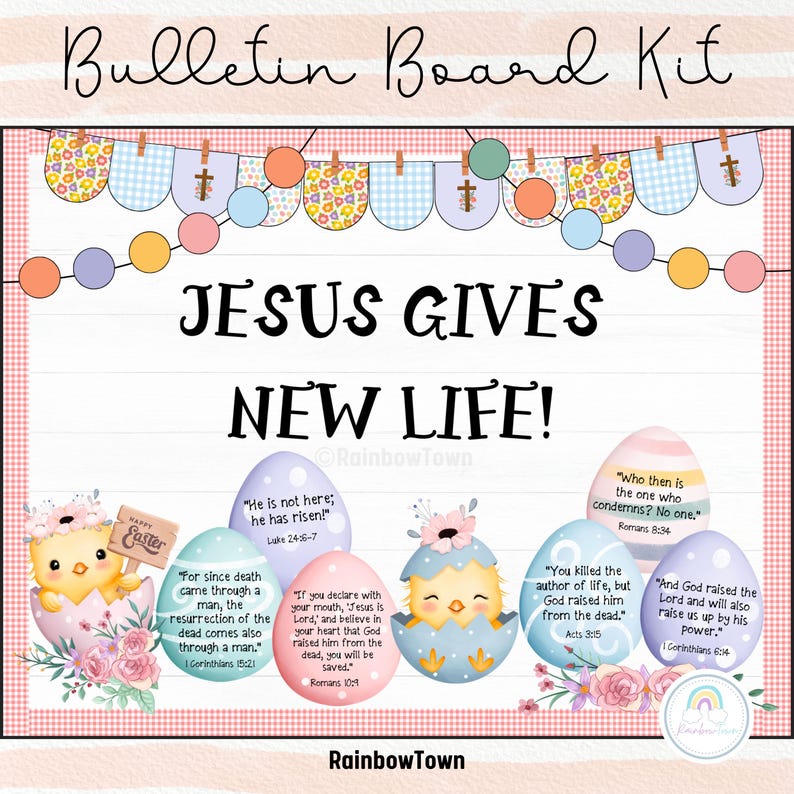Easter Bulletin Board Kit Bible Verse Christian Classroom Decor ...