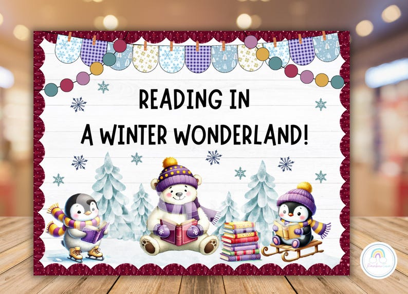 Winter Reading Bulletin Board Kit | Winter Wonderland Classroom Library ...