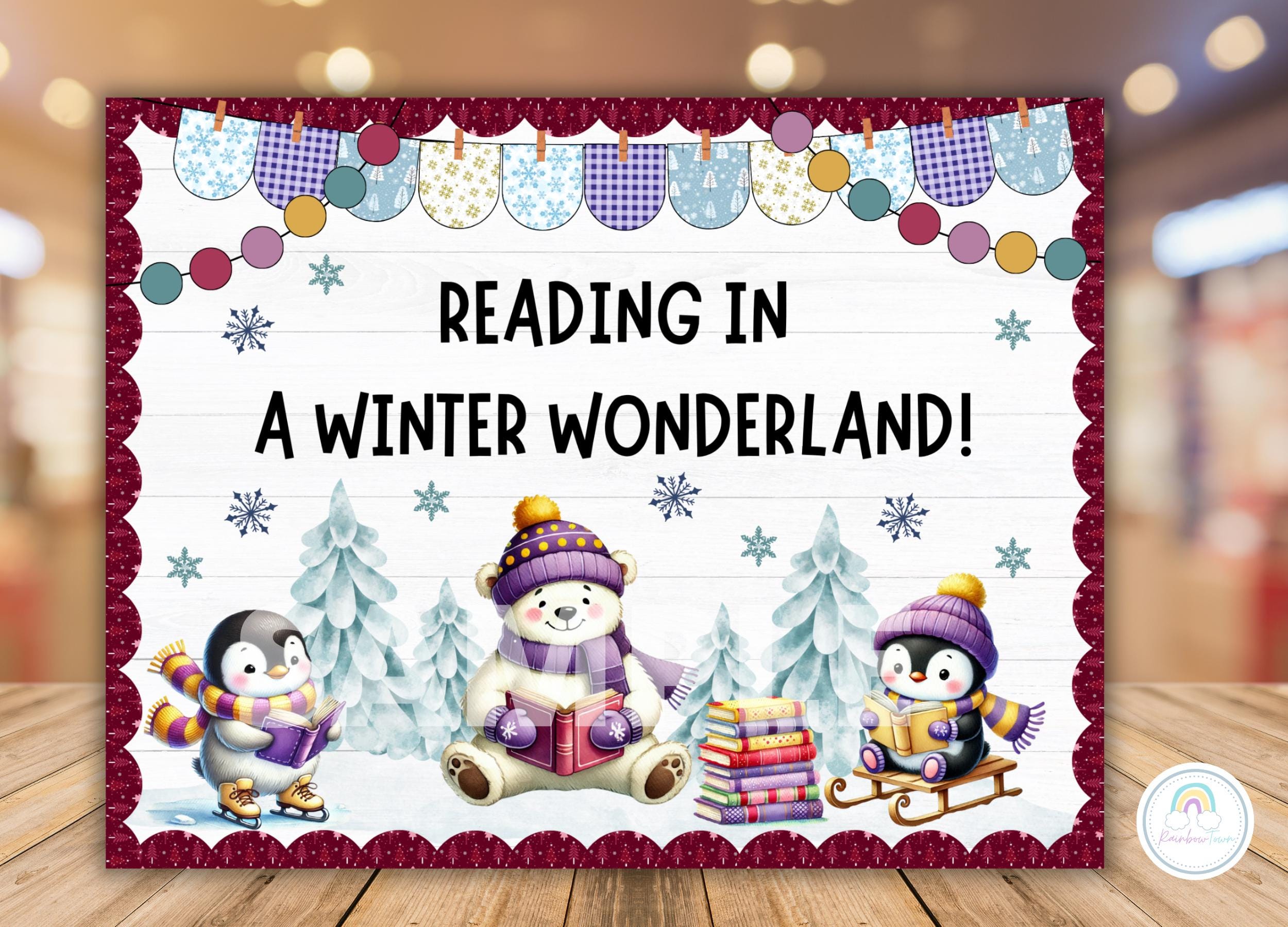 Winter Reading Bulletin Board Kit | Winter Wonderland Classroom Library ...