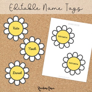 Editable Name Tags Spring Bulletin Board Decor - Etsy