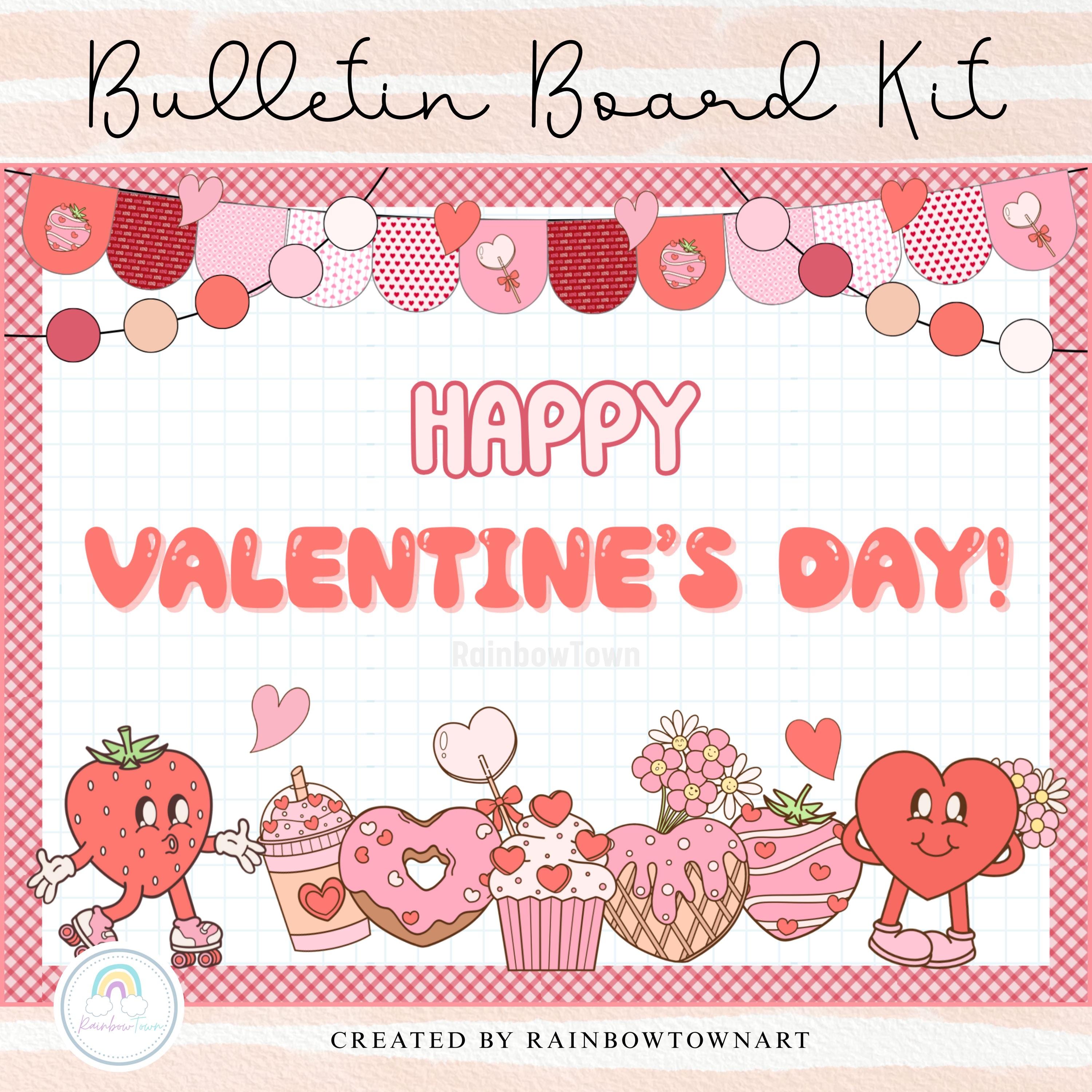 Valentine's Day Bulletin Board Kit Groovy Kindness Classroom Decor ...