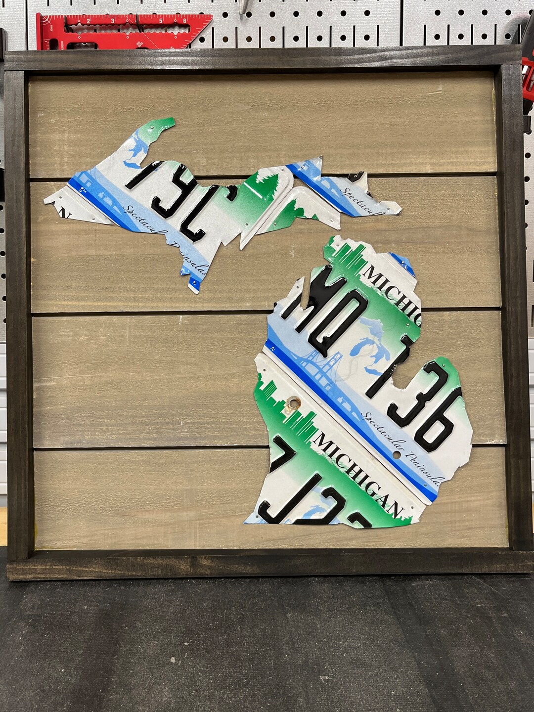 Michigan State License Plate Map - Medium | Housewarming Gift | Rustic ...