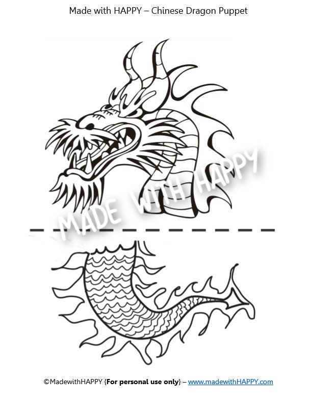 Chinese Dragon Puppet Printable | Etsy