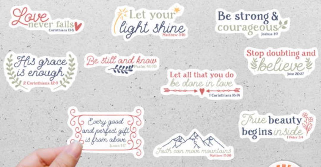 BIBLE Verse 10 Piece Waterproof STICKER PACK for Laptops, Water Bottles ...