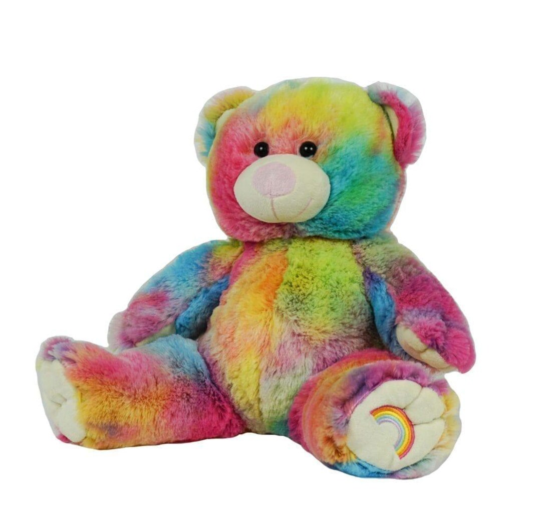 RAINBOW TEDDY Stuffed Animal, 16" Plushie, Make Your Own Stuffie, Soft ...