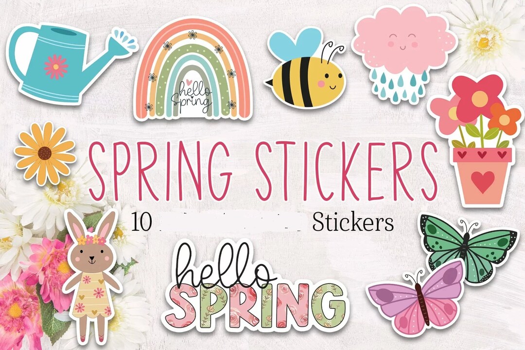 SPRING 10 Piece Waterproof STICKER PACK for Laptops, Water Bottles ...