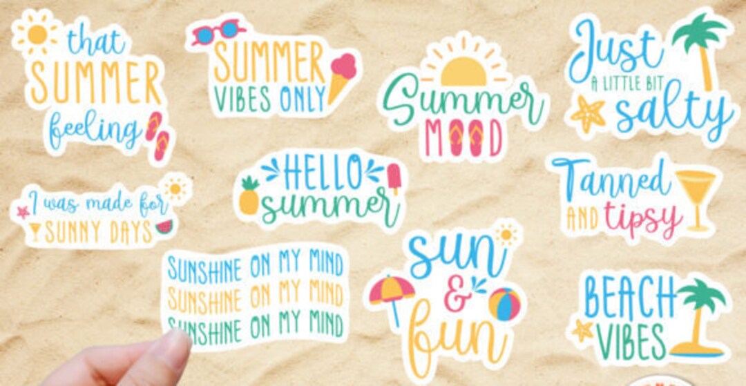 SUMMER 10 Piece Waterproof Sticker PACK for Laptops, Water Bottles ...