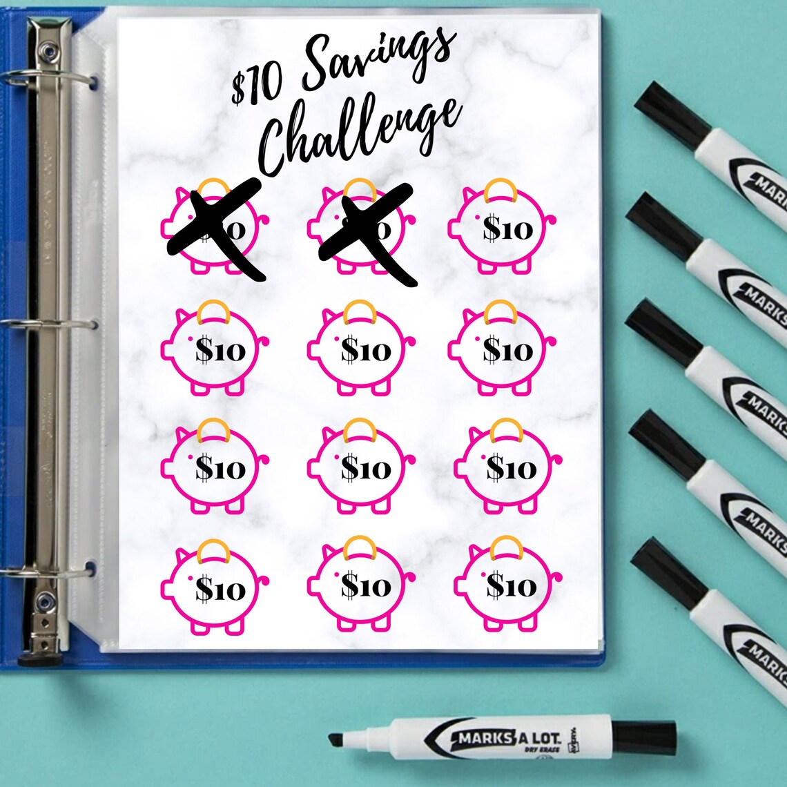 10 Dollar Savings Challenge Tracker | Money Savings | 120 Dollar ...