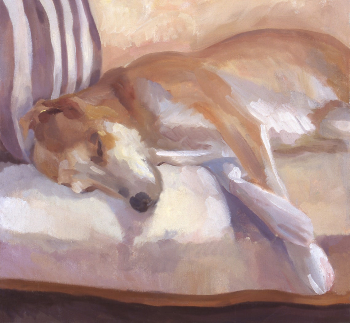 Rem Sleeping Original - Fine Art Print From Dog Pet Portrait Oil ...