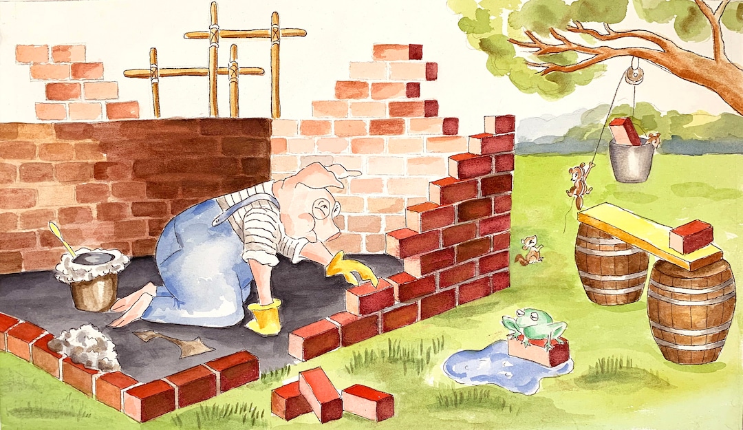 The Three Little Pigs - Brick House-children's Illustration Book Story ...