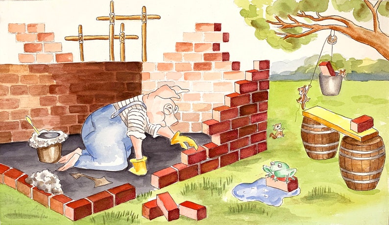 The Three Little Pigs - Brick House-children's Illustration Book Story ...