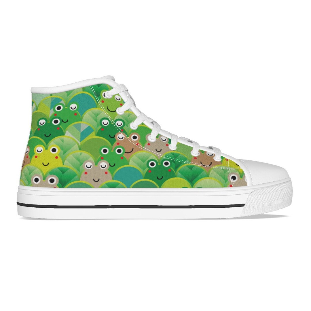 Funny Frog High Top Sneakers, High Top Shoes for Kids With Frog Print ...
