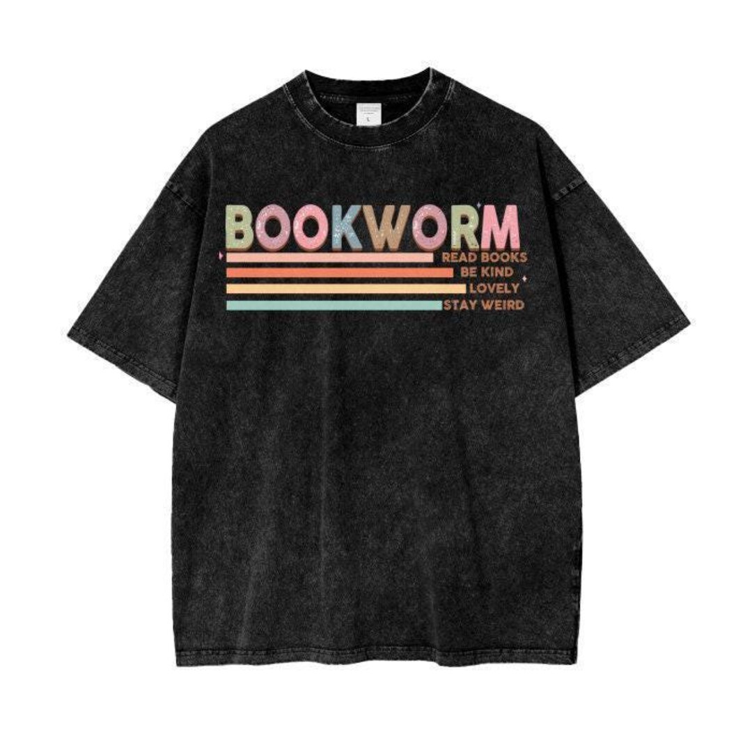Oversized Bookworm Shirt for Women, Acid Wash Bookworm Shirt ...