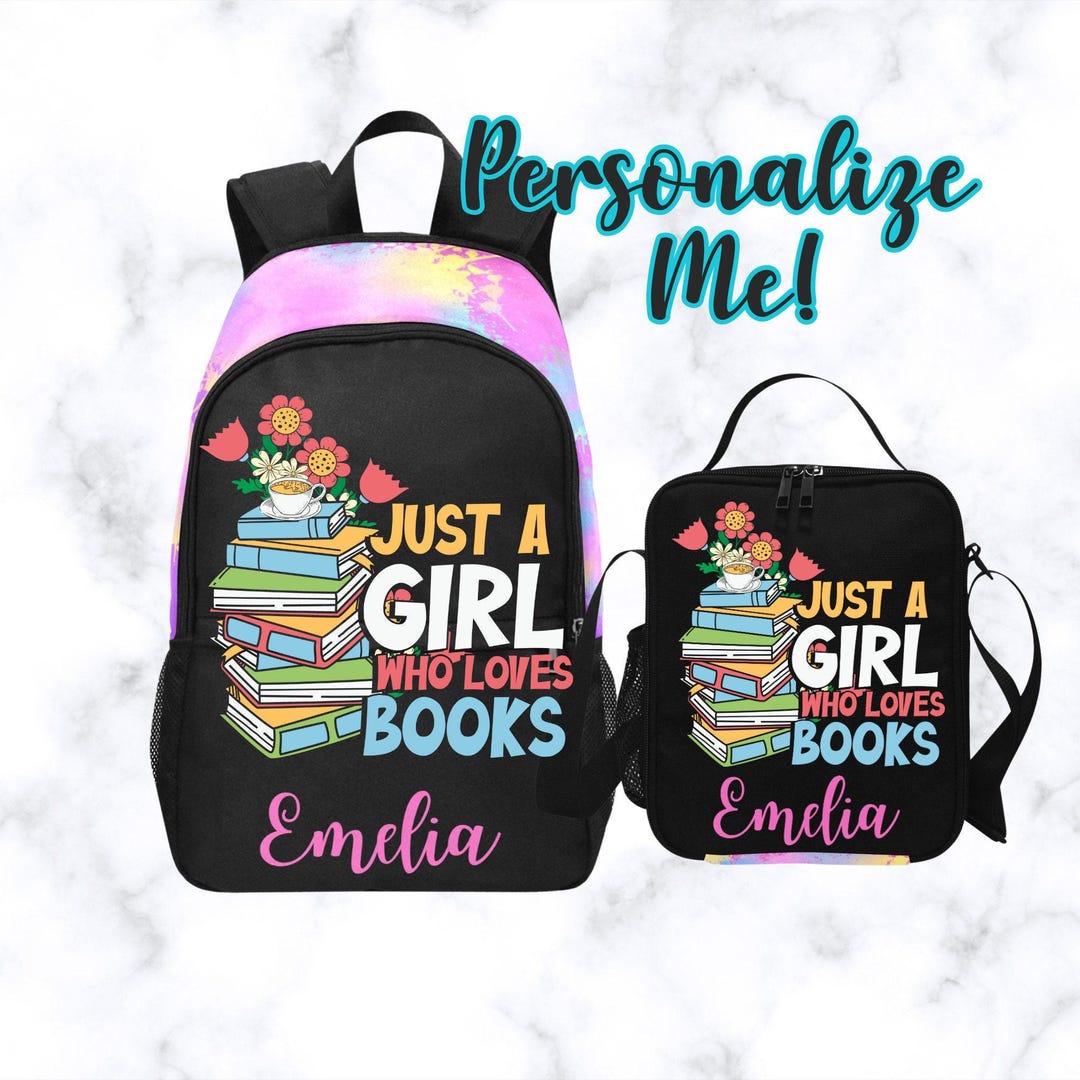 Personalized Just A Girl Who Loves Books Backpack for Girls- Childrens ...