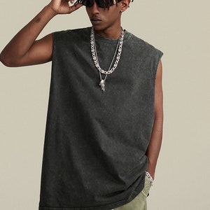 Oversized Men's Acid Wash Tank Tops, Distressed Tank Tops for Men ...