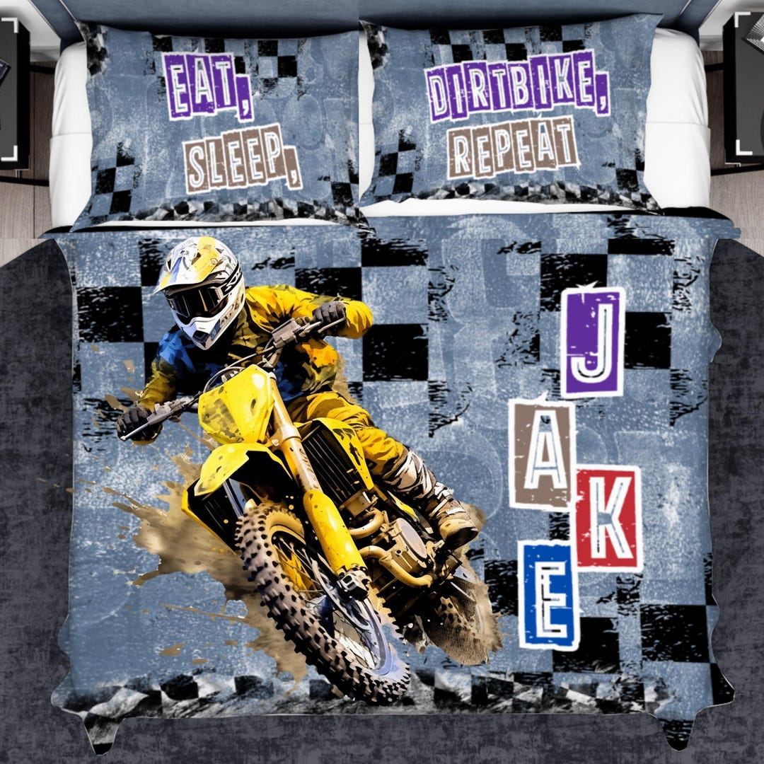 Dirt Bike Bedding Sets, Biker Quilt Sets With Pillowcases, Dirt Bike ...