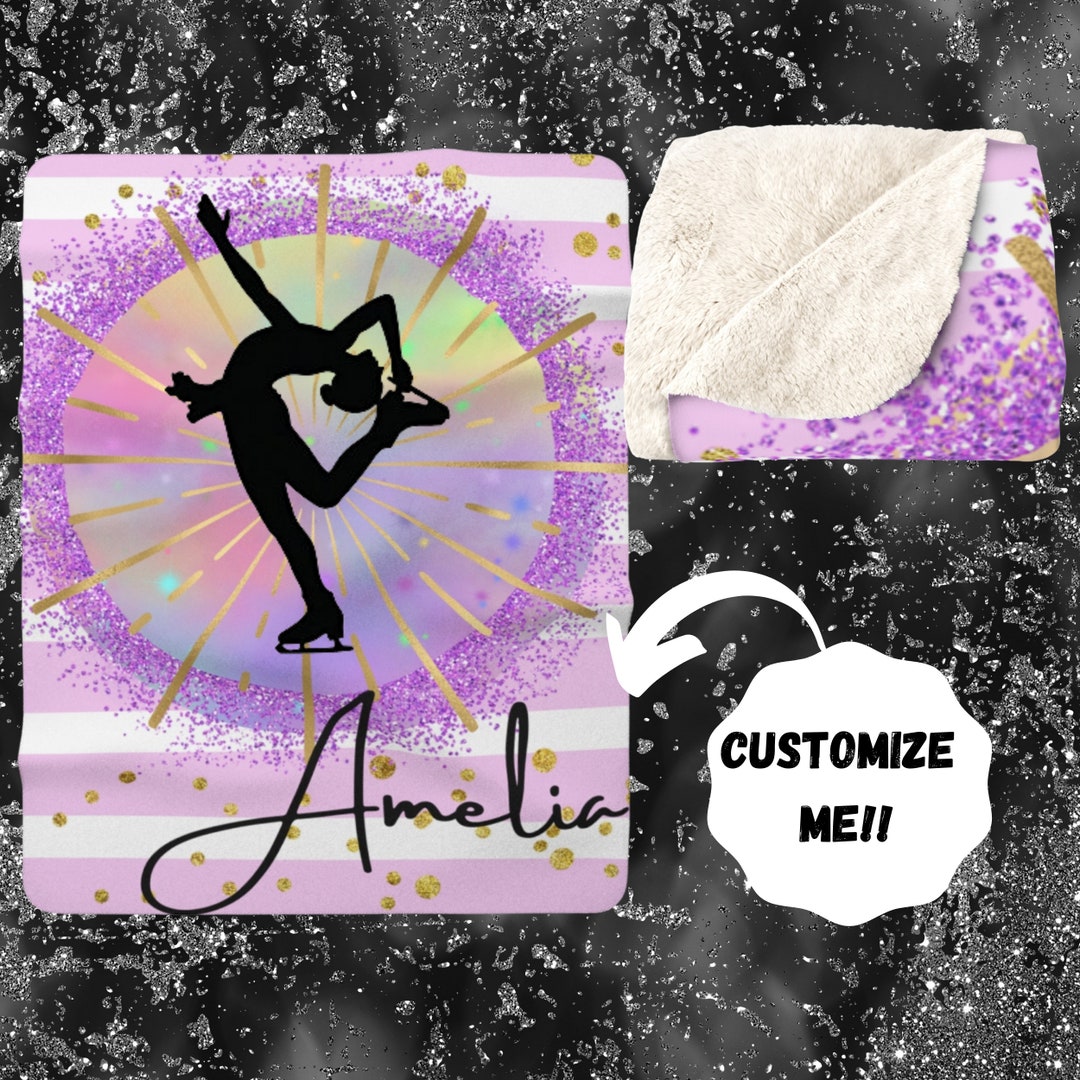 Womens Ice Skating Personalized Blanket - Ice Skater Custom Throw for ...