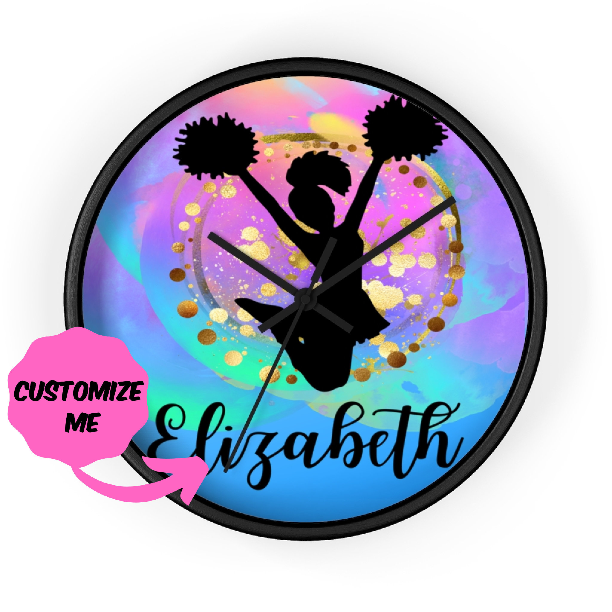 Personalized Wall Clock for Cheerleaders - Cheerleading Clock for Girls ...