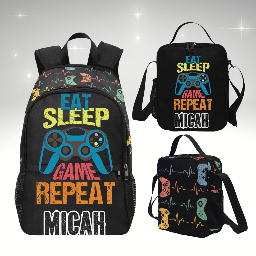Eat Sleep Game Repeat Backpack for Gamer Boys, Gaming Backpack, Gamer ...